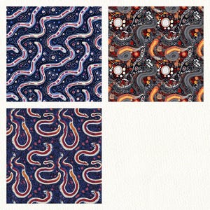 Snake Abstract Art Pattern Seamless Digital Papers - Printable ...