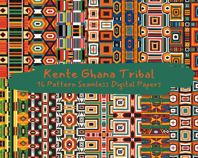 Kente Ghana Tribal Pattern Seamless Digital Papers Printable Scrapbook ...