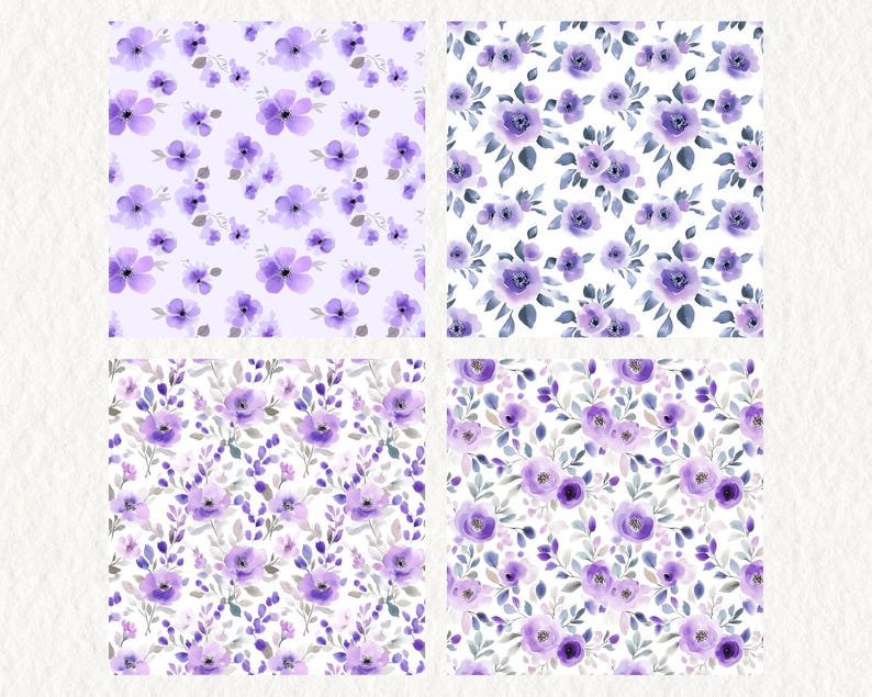 Lavender Floral Pattern Seamless Digital Papers - Printable Scrapbook ...