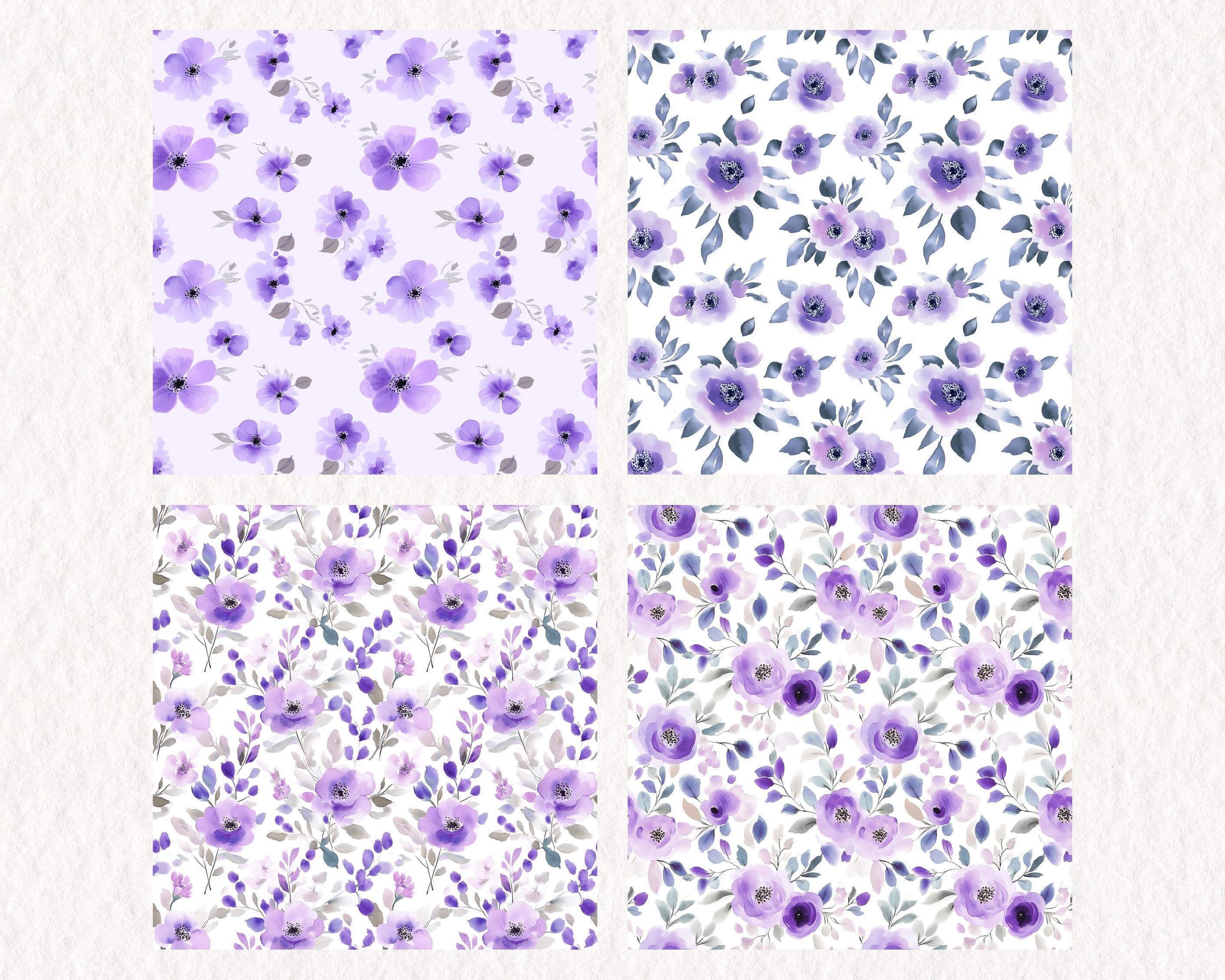 Lavender Floral Pattern Seamless Digital Papers - Printable Scrapbook ...