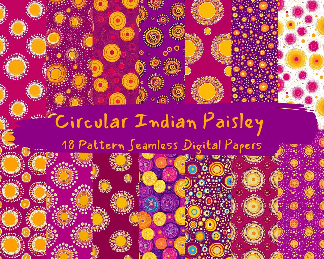 Circular Indian Paisley Pattern Seamless Digital Papers - Printable ...