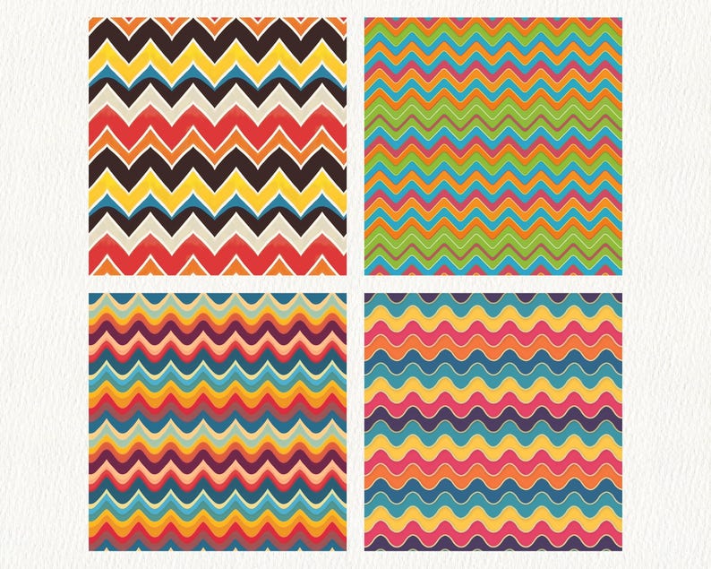 Summer Chevron Pattern Seamless Digital Papers - Printable Scrapbook ...