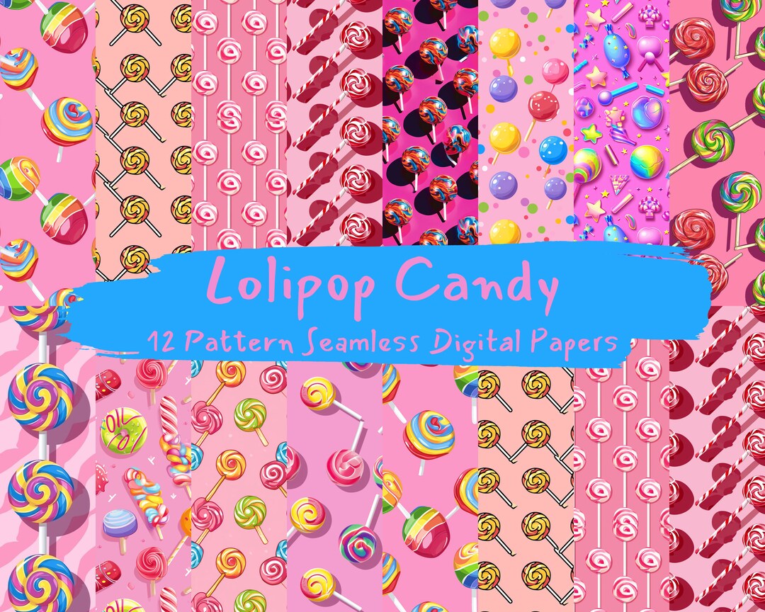 Lolipop Candy Pattern Seamless Digital Papers - Tile Patterns Printable ...