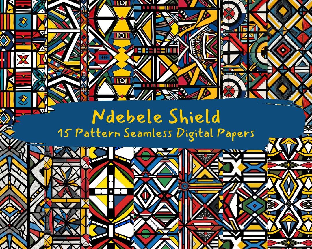 Ndebele Shield Pattern Seamless Digital Papers - Printable Scrapbook ...