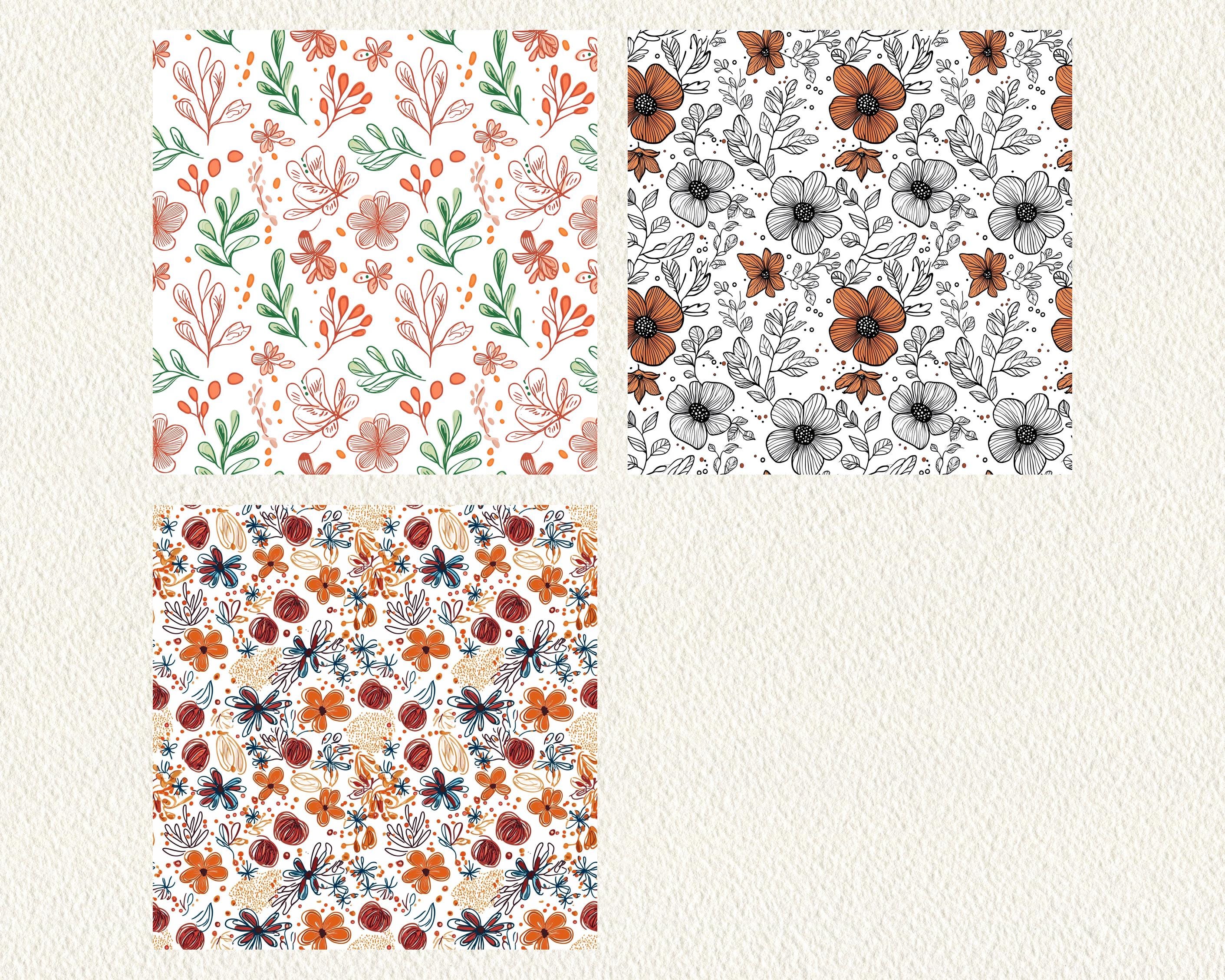 Flower Doodles Potpourri Pattern Seamless Digital Papers - Printable ...