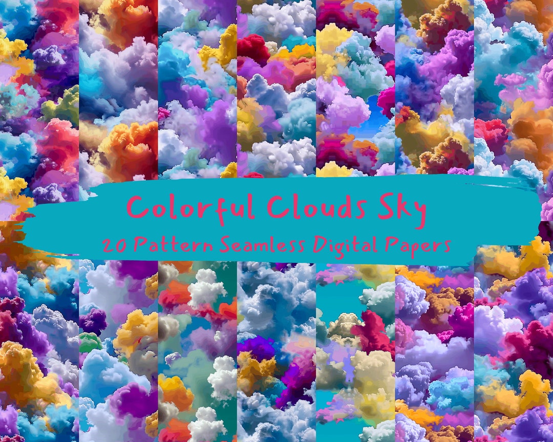 Colorful Clouds Sky Pattern Seamless Digital Papers - Printable ...