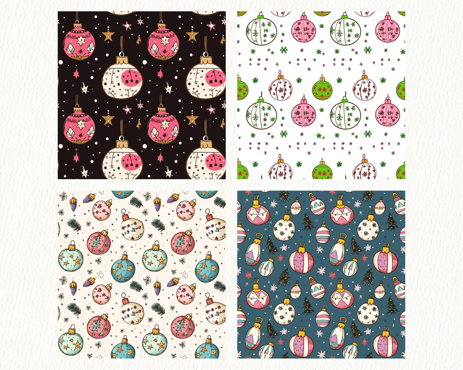 Christmas Ornaments Pattern Seamless Digital Papers - Printable ...