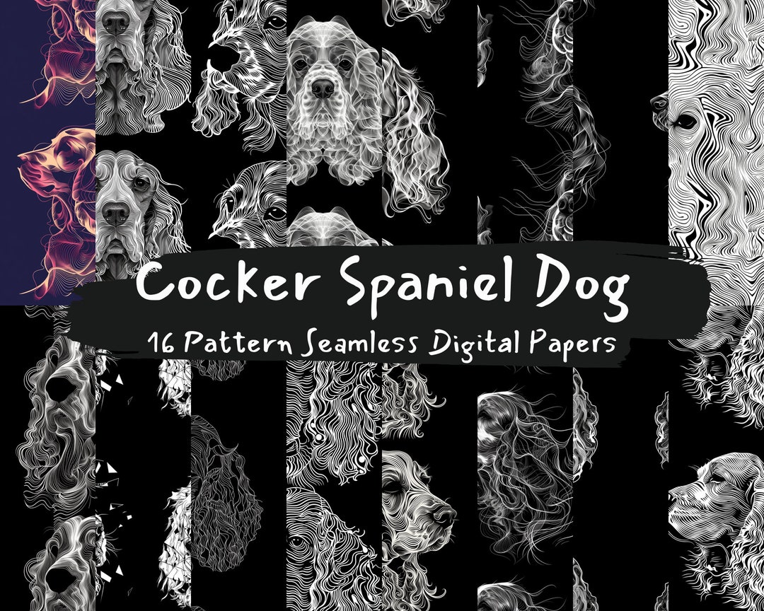 Cocker Spaniel Dog Pattern Seamless Digital Papers - Printable ...