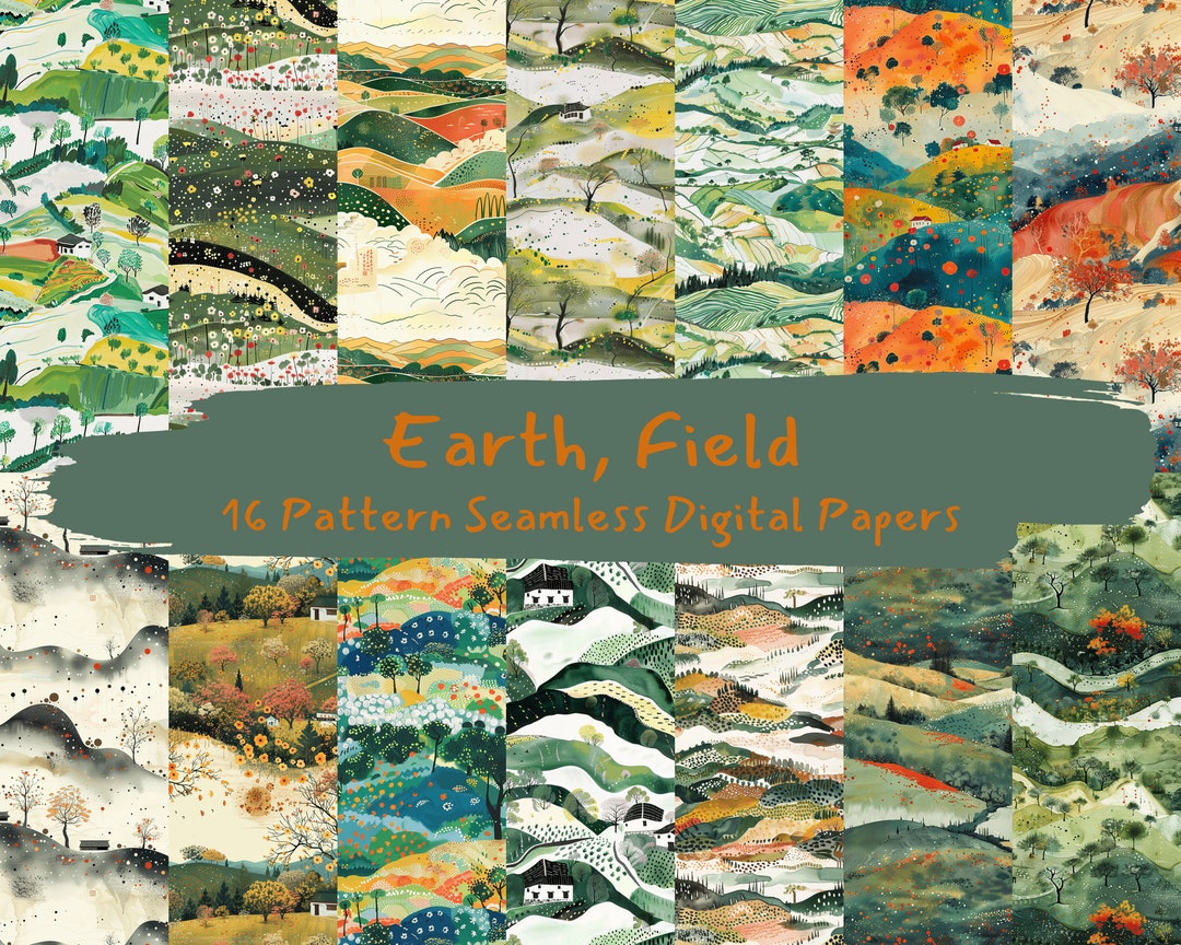 Earth, Field Pattern Seamless Digital Papers Printable Scrapbook Paper ...