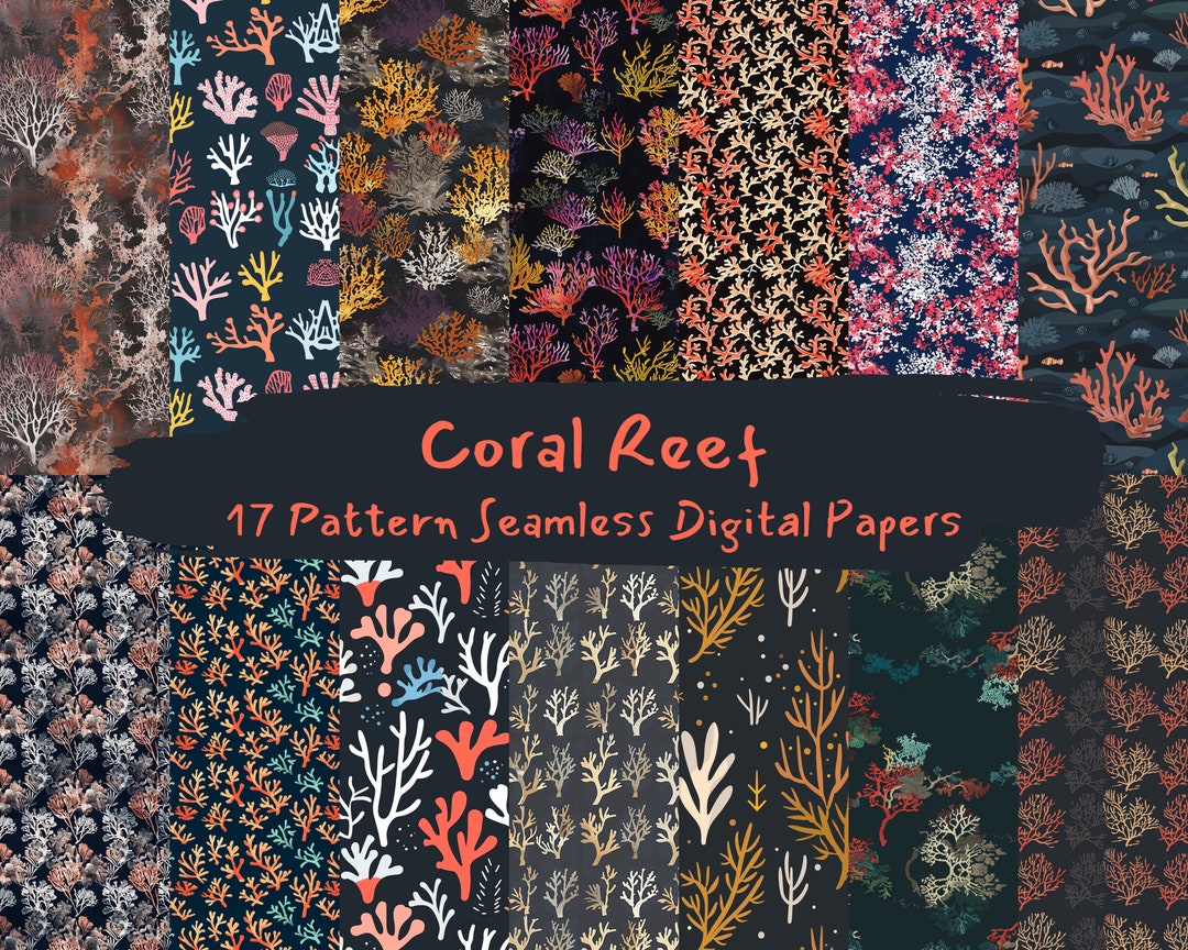 Coral Reef Pattern Seamless Digital Papers - Printable Scrapbook Paper ...