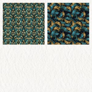 Teal Gold Shimmer Pattern Seamless Digital Papers - Printable Scrapbook ...