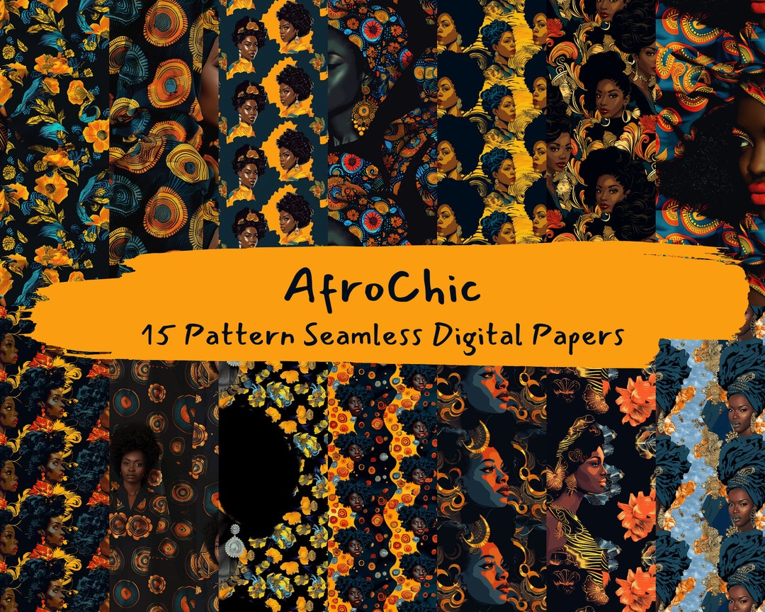 Afrochic Pattern Seamless Digital Papers - Printable Scrapbook Paper ...