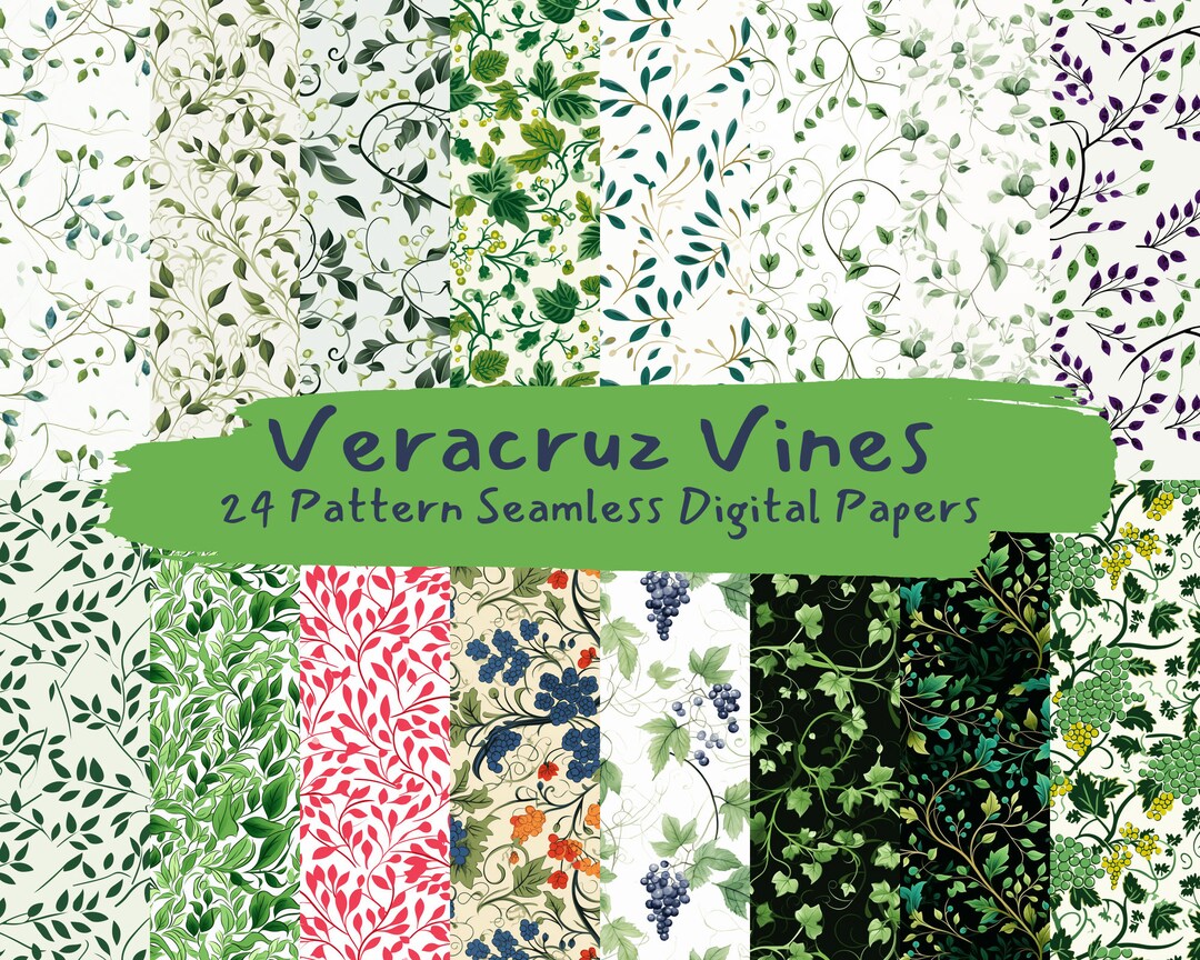 Veracruz Vines Pattern Seamless Digital Papers - Tile Patterns ...