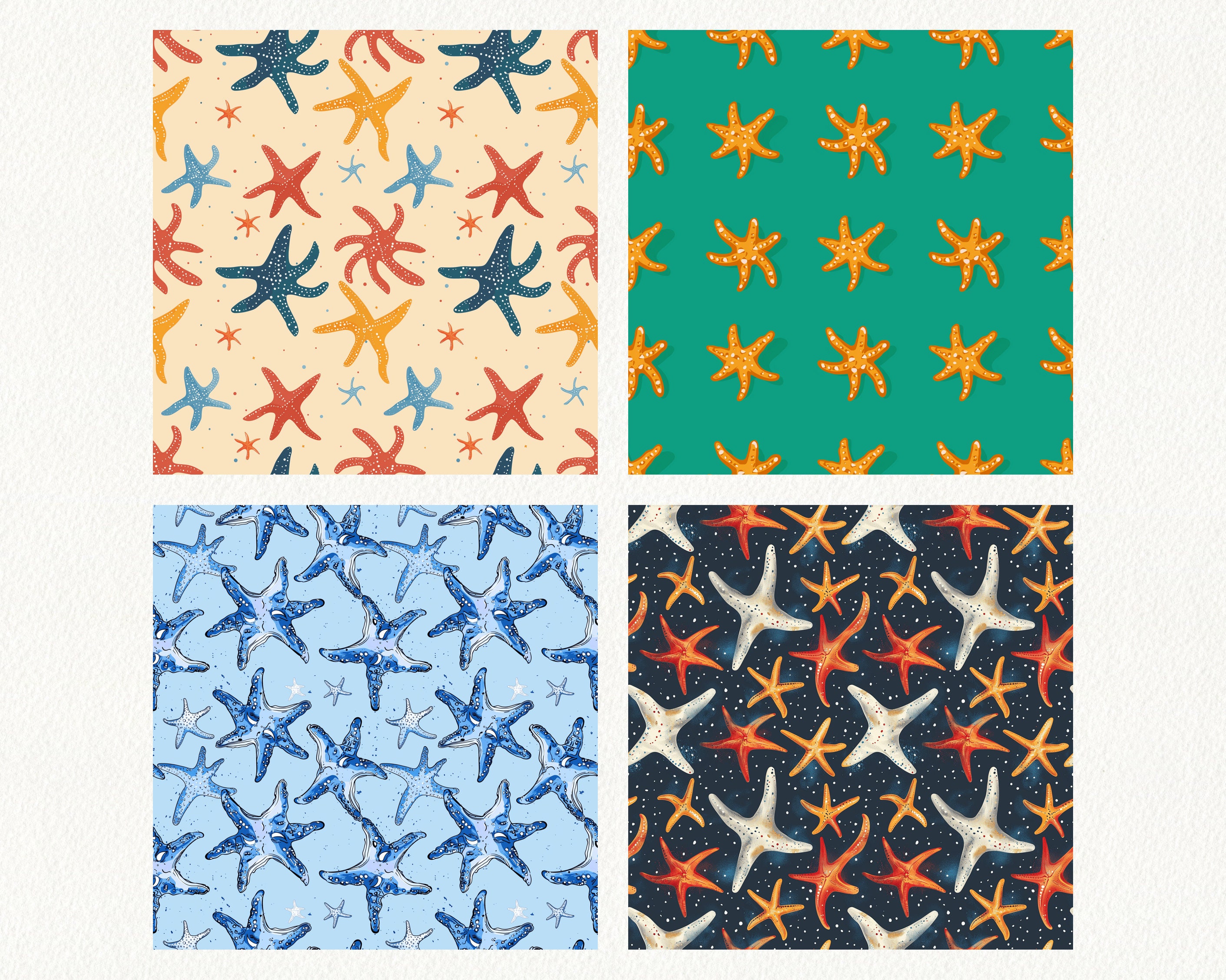 Starfish Pattern Seamless Digital Papers Printable Scrapbook Paper ...
