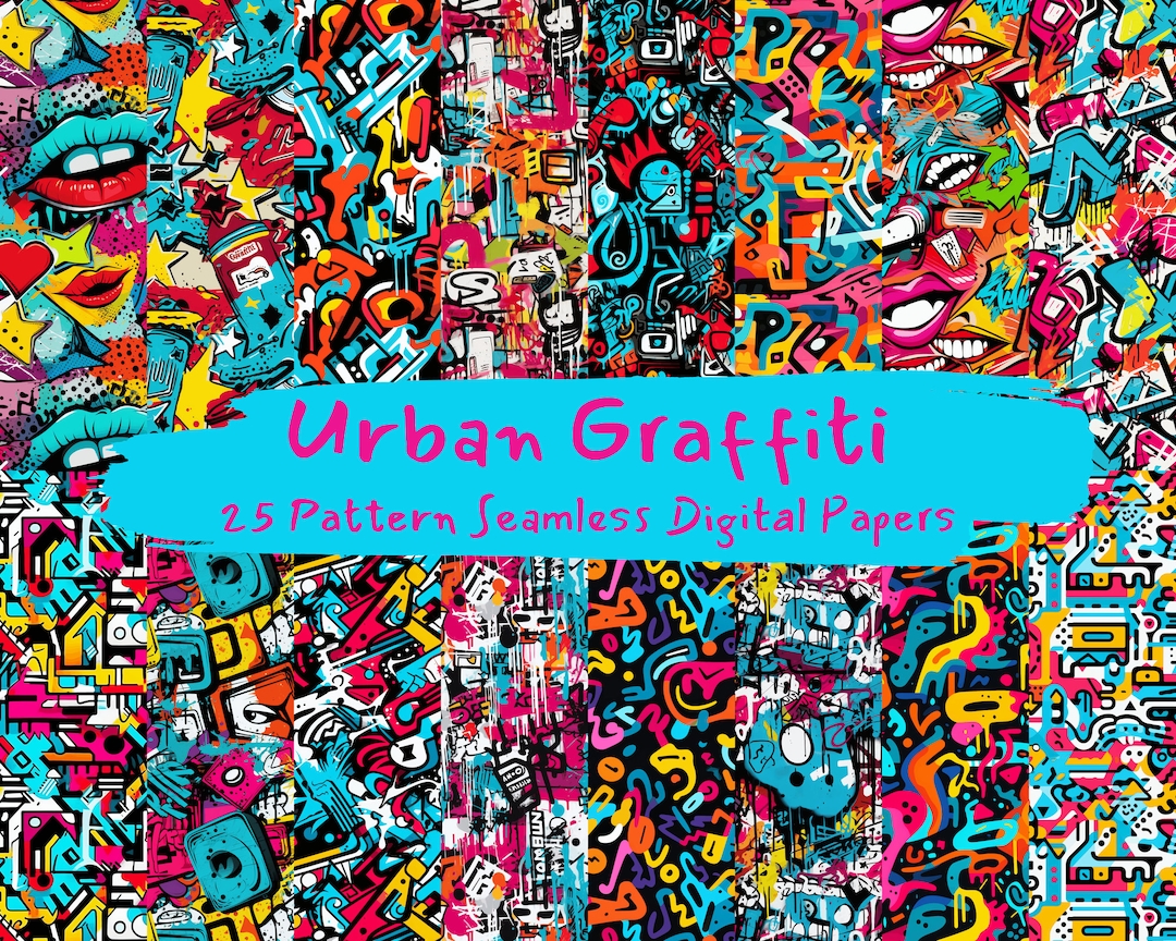 Urban Graffiti Pattern Seamless Digital Papers - Tile Patterns ...