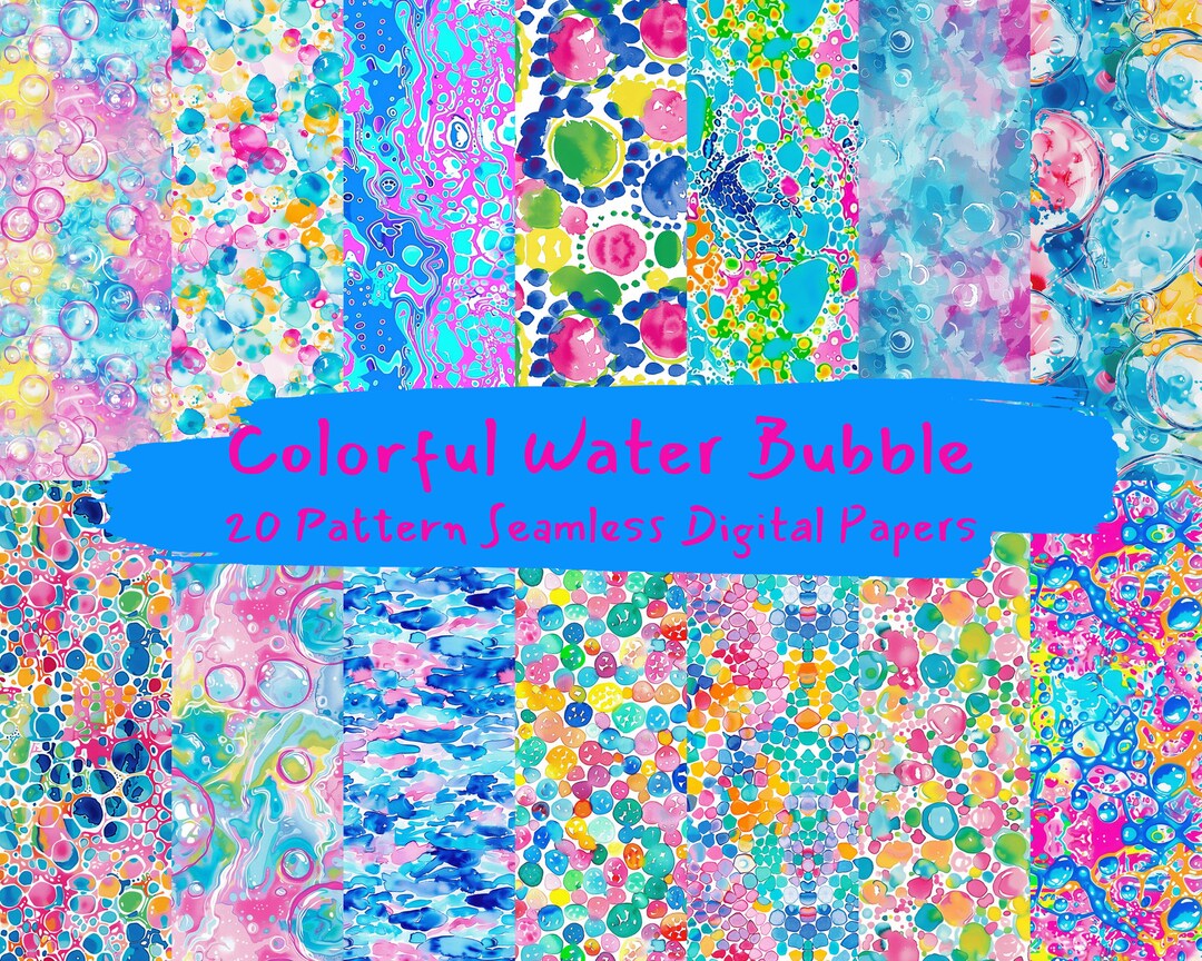 Colorful Water Bubble Pattern Seamless Digital Papers - Printable ...