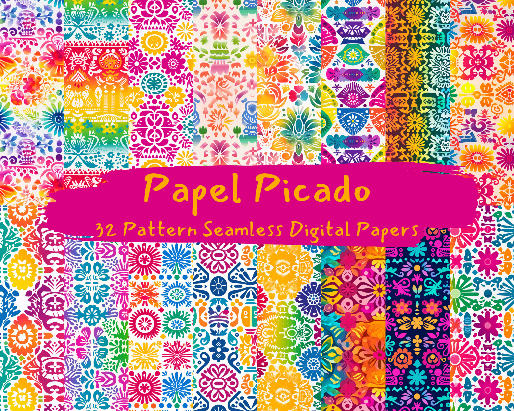 Papel Picado Pattern Seamless Digital Papers Tile Patterns Printable ...