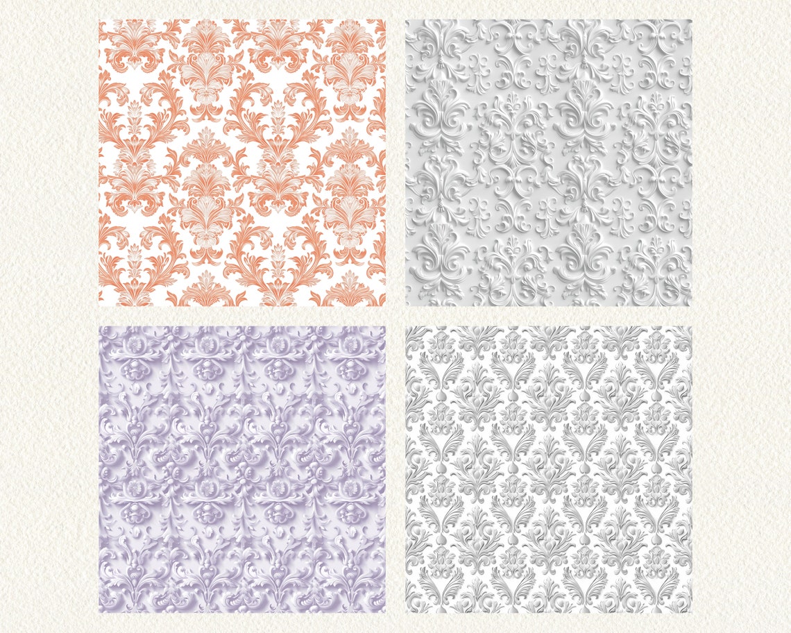 Baroque Delicacy Pattern Seamless Digital Papers - Printable Scrapbook ...