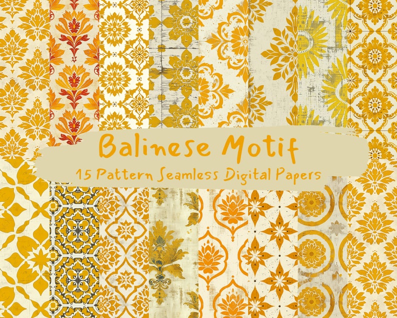 Balinese Motif Pattern Seamless Digital Papers Tile Patterns Printable ...