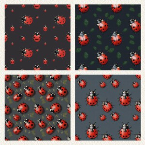 Red Ladybug Pattern Seamless Digital Papers - Printable Scrapbook Paper ...
