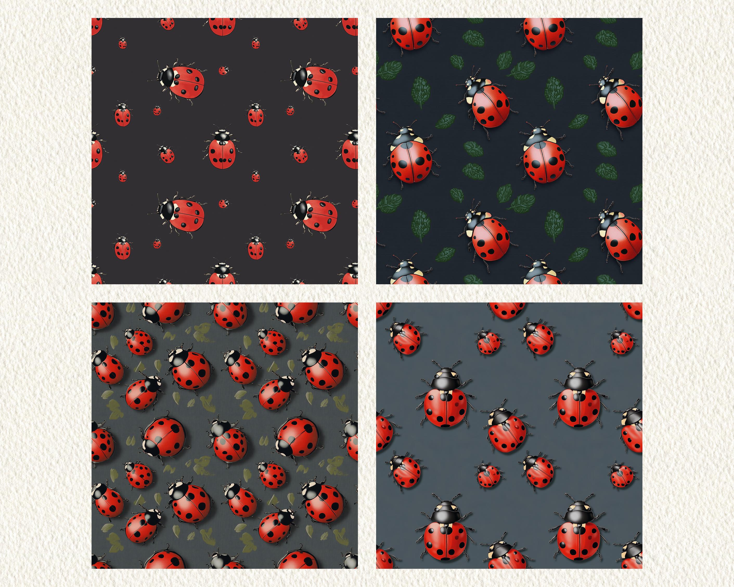 Red Ladybug Pattern Seamless Digital Papers - Printable Scrapbook Paper ...