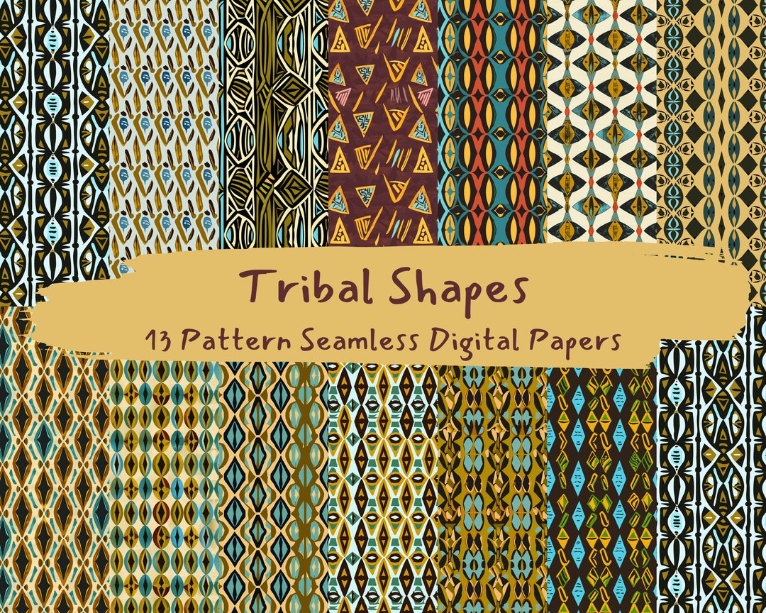 Tribal Shapes Pattern Seamless Digital Papers - Printable Scrapbook ...
