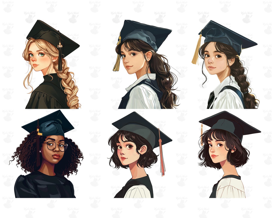 Graduation Girl Digital Printable Clipart Bundle in PNG Format ...