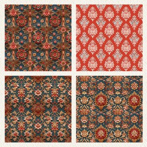 Traditional Thai Red Pattern Seamless Digital Papers - Printable ...