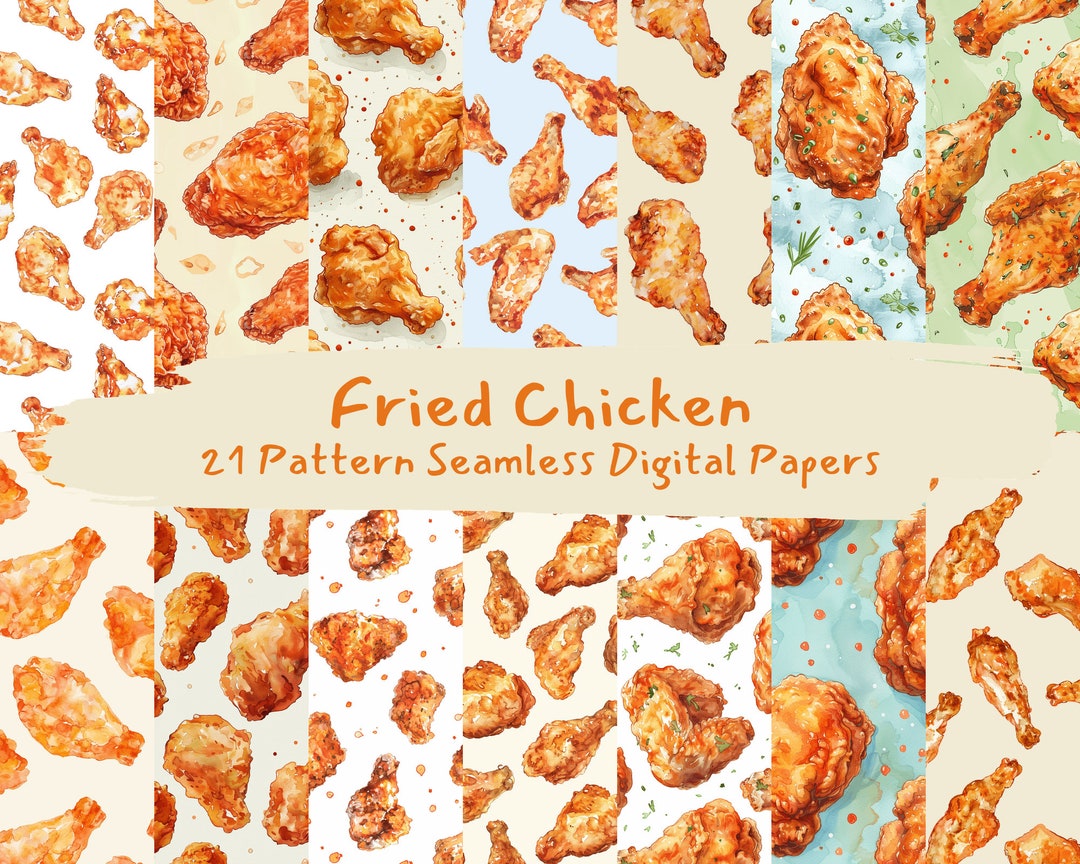 Fried Chicken Pattern Seamless Digital Papers - Printable Scrapbook ...