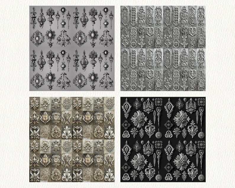 Filigree Ornaments Pattern Seamless Digital Papers Printable Scrapbook ...