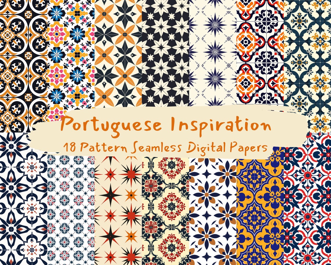 Portuguese Inspiration Pattern Seamless Digital Papers - Printable ...