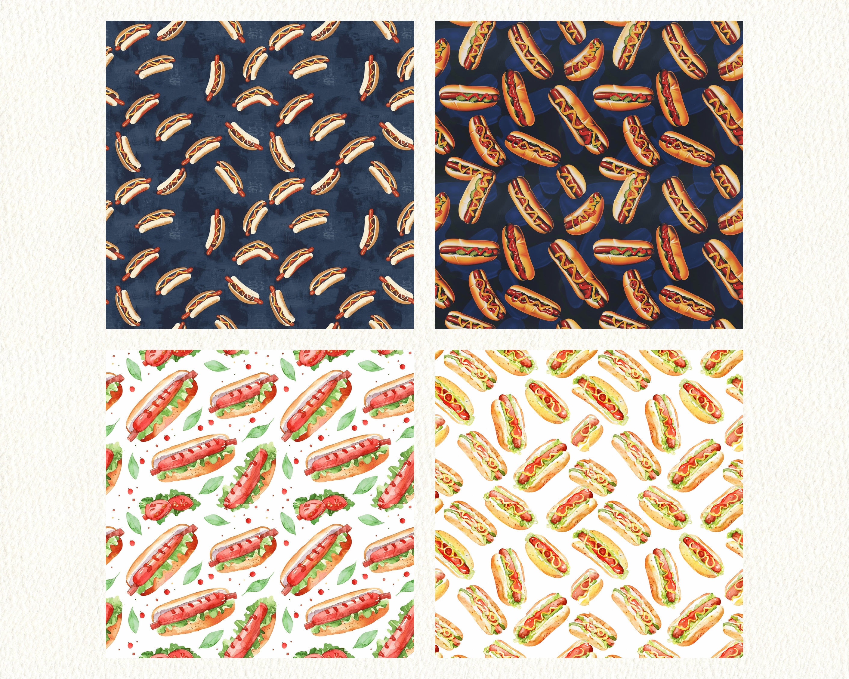Hot Dogs Pattern Seamless Digital Papers Printable Scrapbook Paper ...