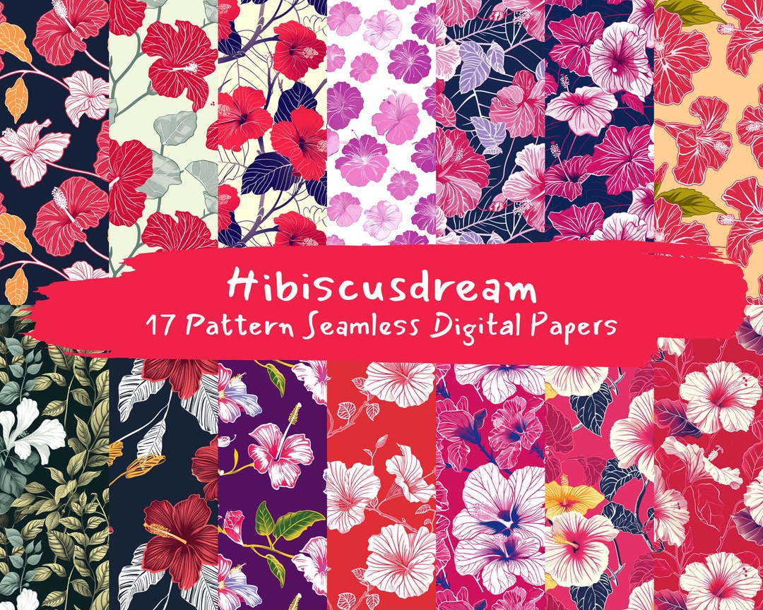 Hibiscusdream Pattern Seamless Digital Papers - Printable Scrapbook ...
