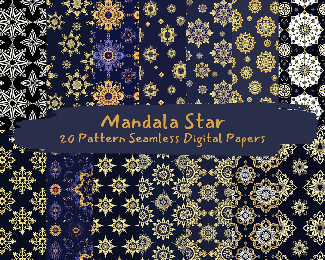 Mandala Star Pattern Seamless Digital Papers - Printable Scrapbook ...