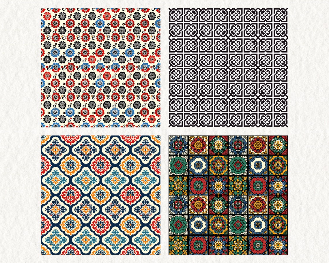 Korean Traditional Pattern Seamless Digital Papers - Printable ...