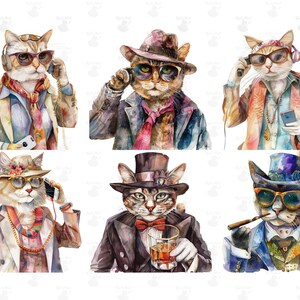 Big Boss Cat Digital Printable Clipart Bundle in PNG Format Transparent ...