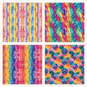 Rainbow Batik Pattern Seamless Digital Papers - Printable Scrapbook ...