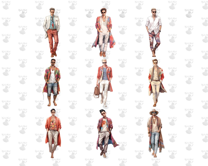 Worldwide Man Fashion Digital Clipart Bundle in PNG Format Transparent ...