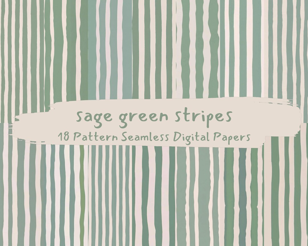 Sage Green Stripes Pattern Seamless Digital Papers - Printable ...