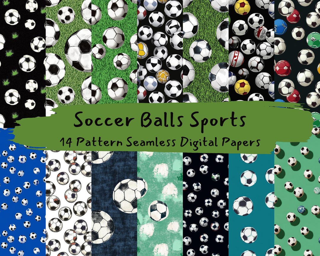 Soccer Balls Sports Pattern Seamless Digital Papers - Printable ...