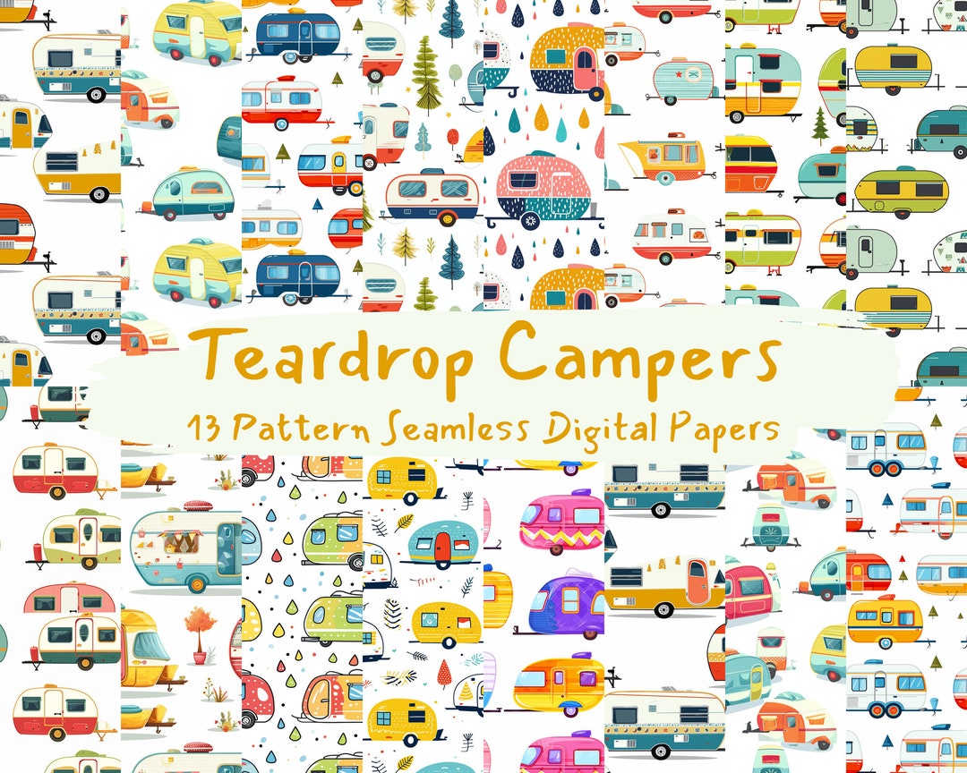 Teardrop Campers Pattern Seamless Digital Papers - Tile Patterns ...