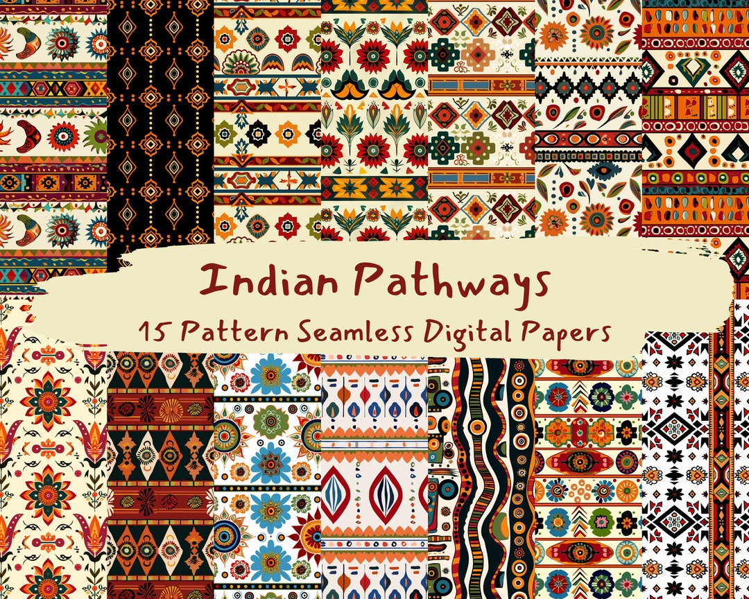 Indian Pathways Pattern Seamless Digital Papers - Printable Scrapbook ...