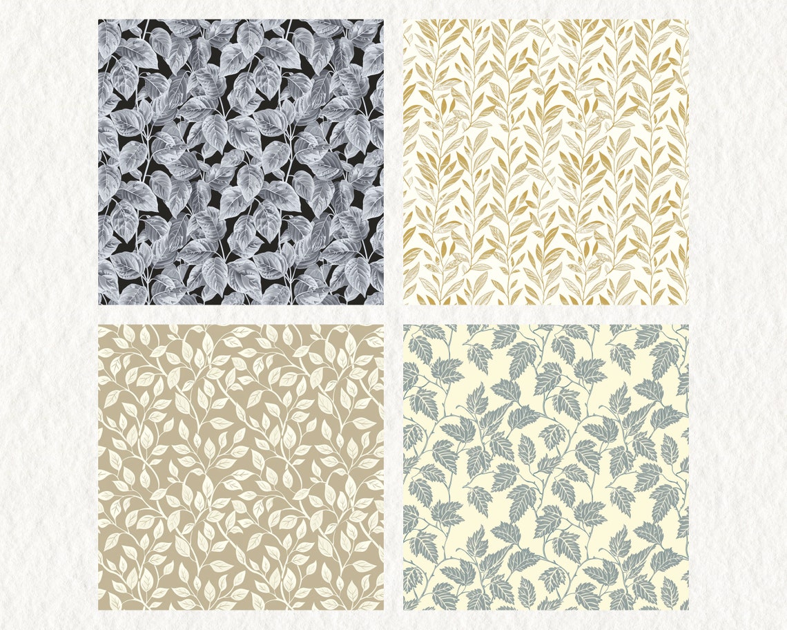 Motif Leaves Wallpaper Pattern Seamless Digital Papers - Printable ...