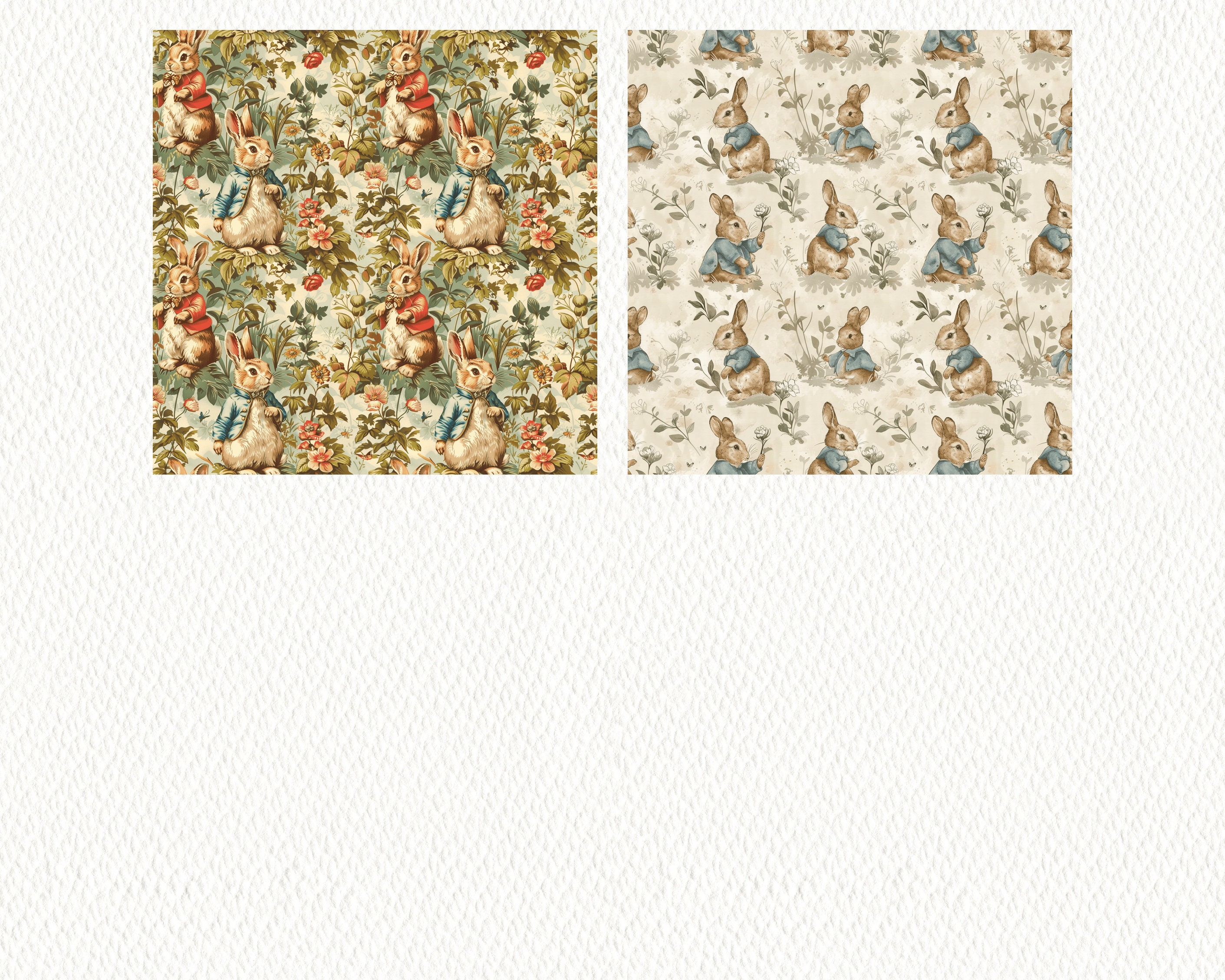 Vintage Style Rabbit Pattern Seamless Digital Papers Printable ...