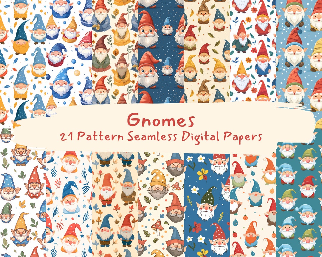 Gnomes Pattern Seamless Digital Papers - Printable Scrapbook Paper ...