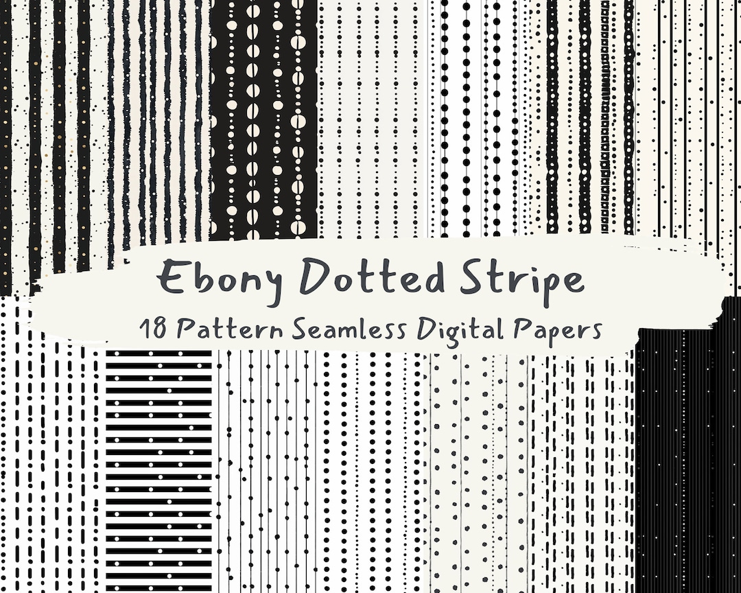Ebony Dotted Stripe Pattern Seamless Digital Papers - Printable ...