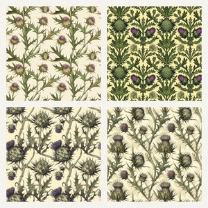 Thistle Botanical Pattern Seamless Digital Papers - Printable Scrapbook ...
