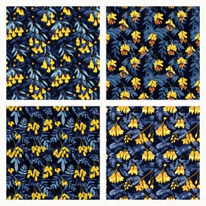 Kowhai Floral Pattern Seamless Digital Papers - Printable Scrapbook ...