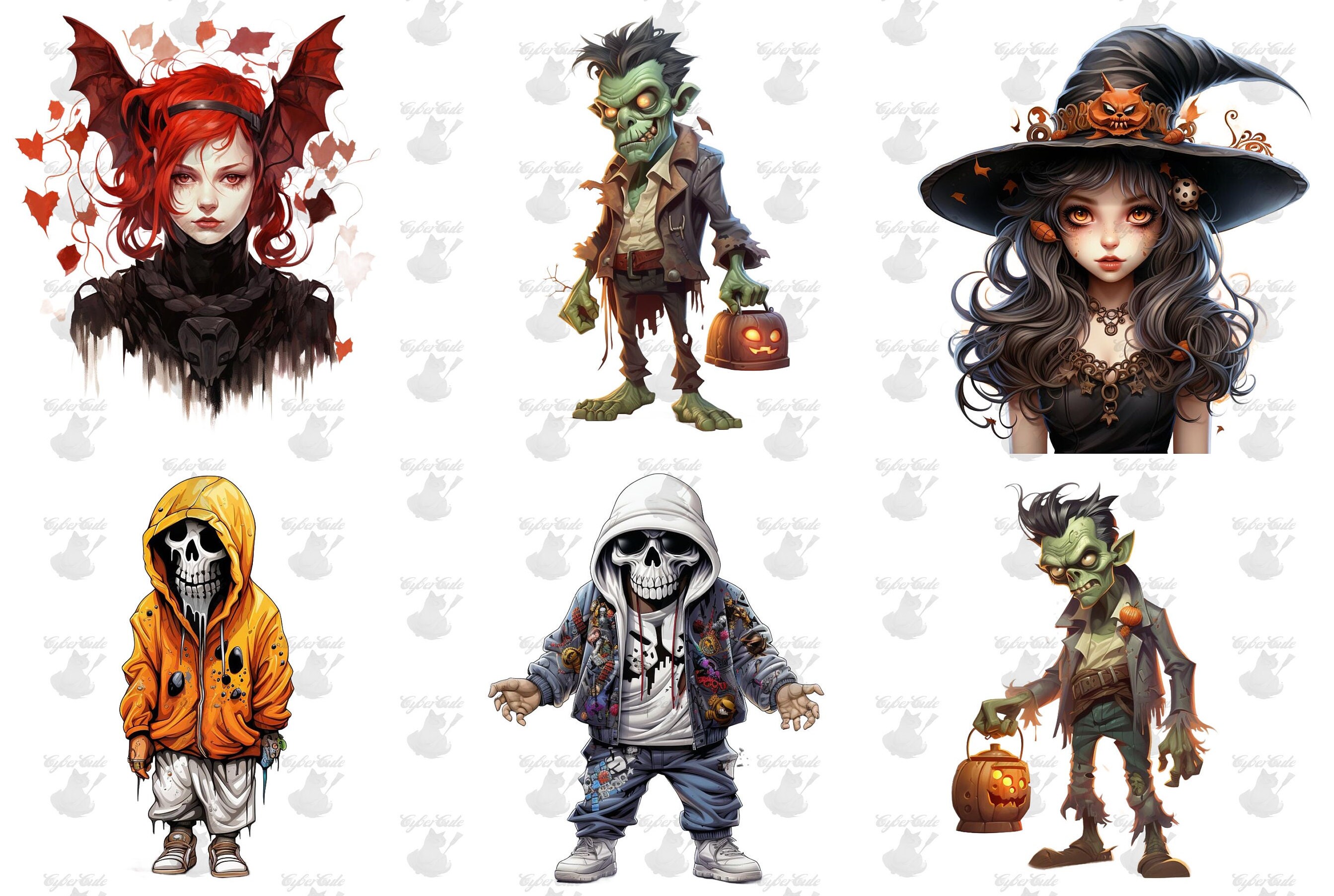 Halloween Figures Digital Clip Art Graphics in PNG Format - Etsy