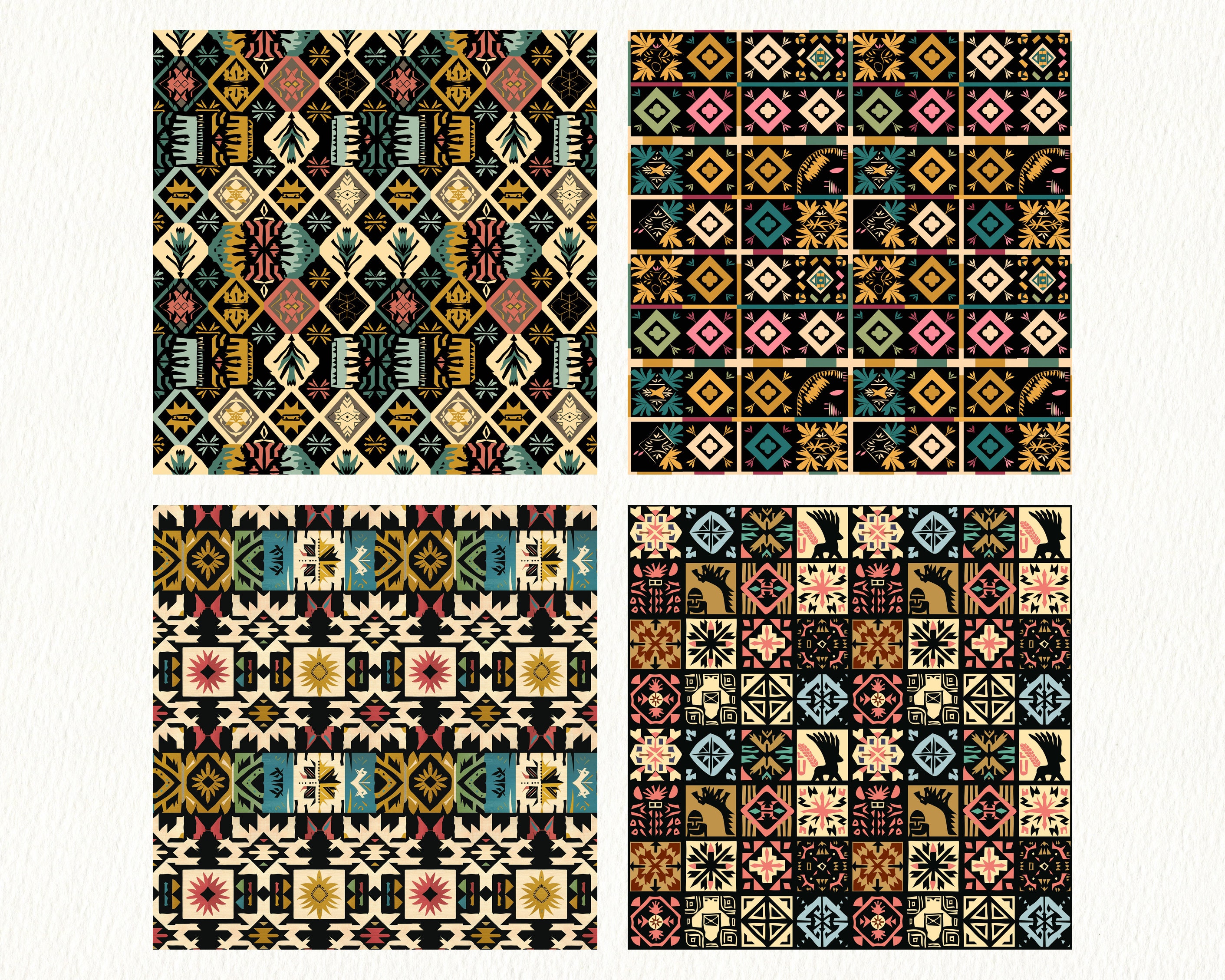 Navajo Colorful Tribal Pattern Seamless Digital Papers Printable ...